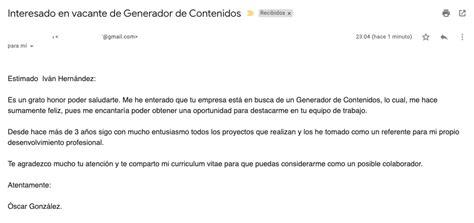 Como Redactar Un Email Para Enviar Mi Cv
