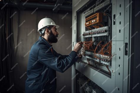 premium ai image generative ai electrical and instrument technician checking electrical panel