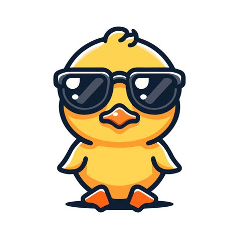 Cute Duck Wearing Sunglasses Cartoon Icon Character 45955644 Png