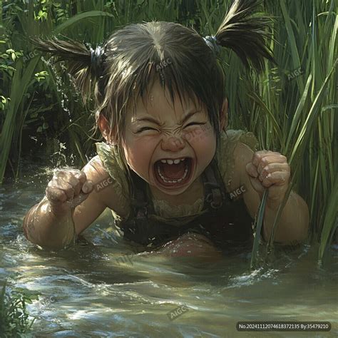 Ai创作图水中小女孩儿 戏水的女孩 萌娃戏水 人物表情生动夸张 跟着姐姐河边玩 戏水的小孩 小孩子戏水 妹娃要过河 童年戏水 浑水摸鱼乐趣 河里玩耍的小朋友 小儿戏水 河边戏水的小孩 河中嬉戏