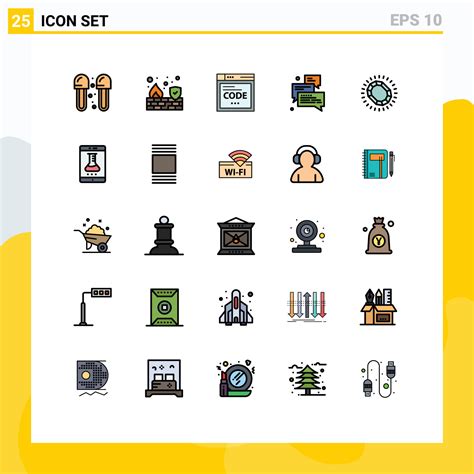 Editable Vector Line Pack Of 25 Simple Filled Line Flat Colors Of Arrow Messages Wall Chat