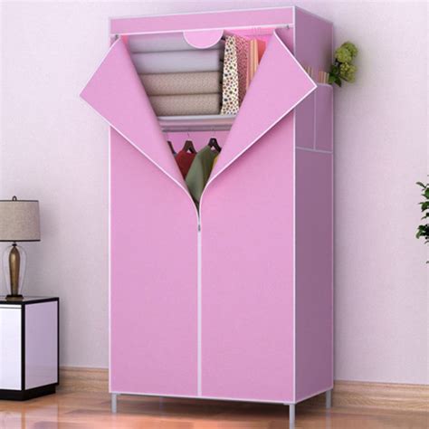 Diy T Zipped Wardrobe Self Assembly Non Woven Cloth Curtain Wardrobe Fabric Storage Almari