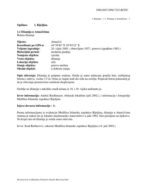 Uništeni Vjerski Objekti Bih Pdf