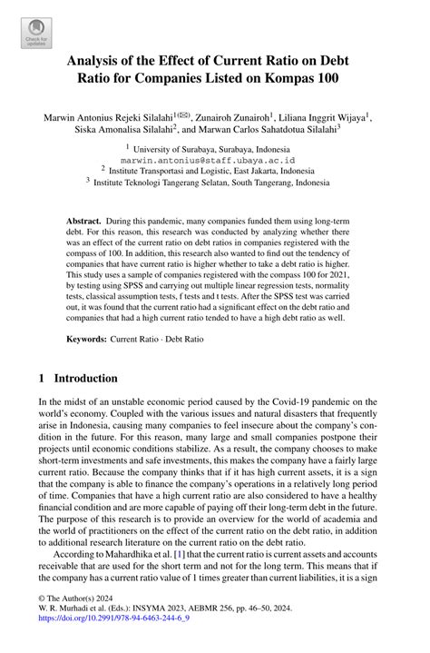 Pdf Analysis Of The Effect Of Current Ratio On Debt Ratio For