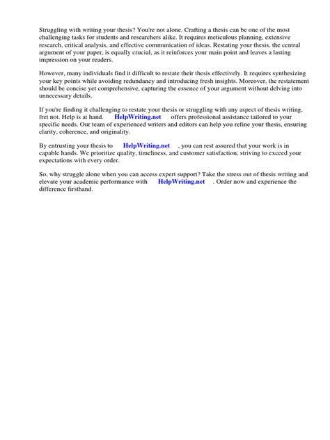 How Do You Restate Your Thesis Pdf