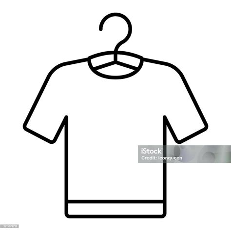 옷걸이에 셔츠 갈고리 얇은 선 아이콘 세탁 서비스 개념 벡터 그래픽입니다 신선한 셔츠 흰색 배경에 천 기호 스타일 모바일 또는 디자인을 가진 옷걸이 가사 집안일에 대한 스톡