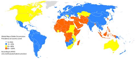 Global Incidence Of Male Circumcision By Country Now With Actual