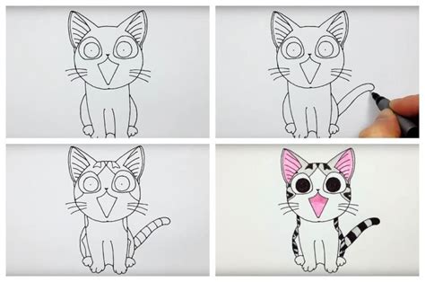 28 идеи для рисунков Милый котик поэтапно