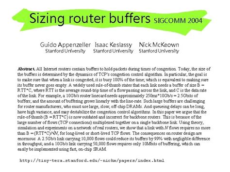 Buffer Sizes For Large Multiplexers Tcp Queueing Theory