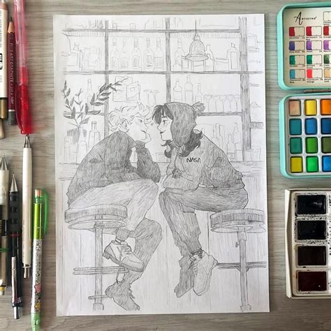 Lesbian Pencil Drawing Etsy