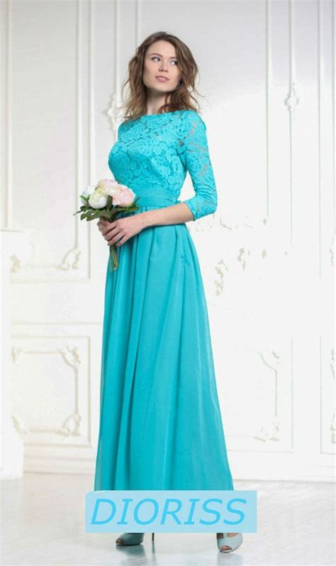 Turquoise Blue Bridesmaid Maxi Dress Turquoise Chiffon Wedding Dress