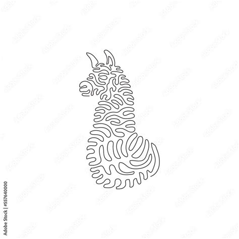 Continuous Curve One Line Drawing Of Cute Sitting Alpaca Curve Abstract Art Single Line