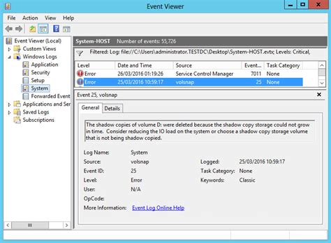 Dealing With Volsnap Errors In The System Event Log Hornetsecurity KnowledgeBase