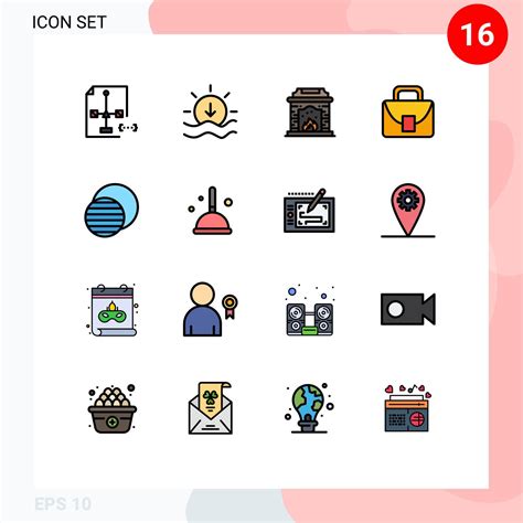 16 Thematic Vector Flat Color Filled Lines And Editable Symbols Of Space Eclipse Chimney Global