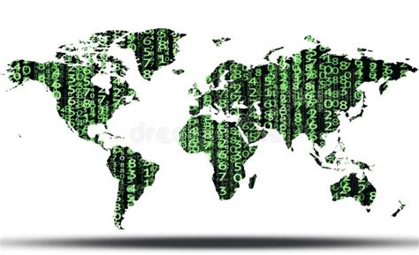 world map with binary code background stock image image of data