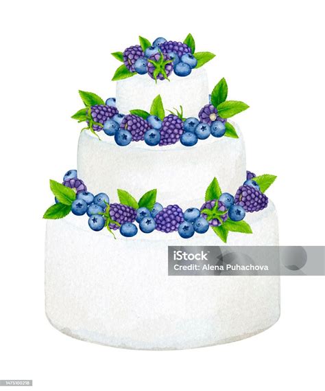 딸기로 장식 된 웨딩 케이크 엽서 인사말 카드 초대장 메뉴 로고 패브릭 프린트의 디자인을 위한 수채화 휴일 클립아트 결혼식 생일