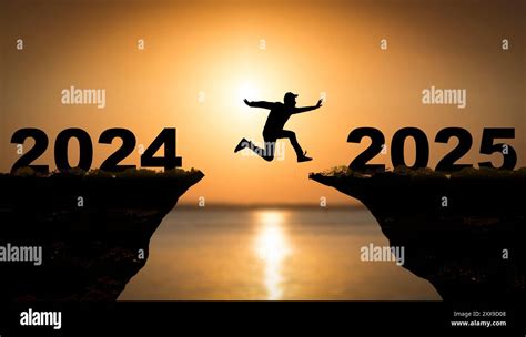 Year Concept Silhouettes Of Active People In Nature Against The