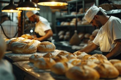 Premium Photo A Man Working In A Bakery Making Bread