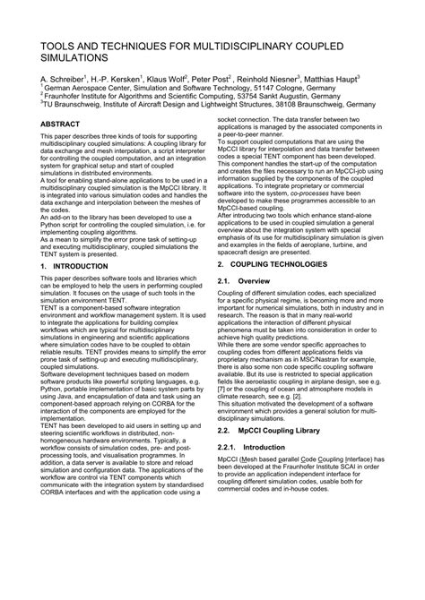 Pdf Tools And Techniques For Multidisciplinary Coupled Simulations