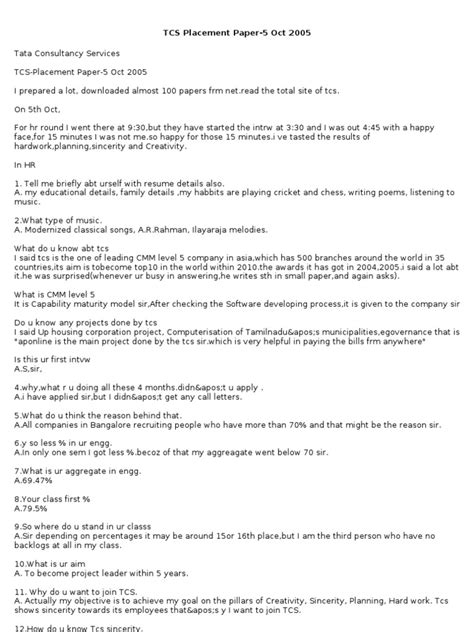 Tcs Question Papers Pdf Internet Protocol Suite Test Assessment