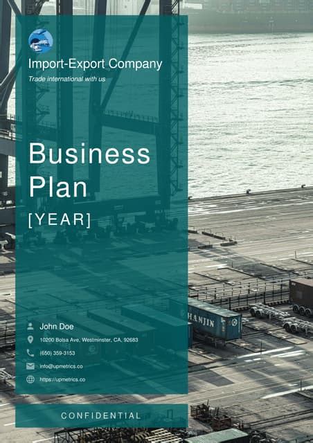 Import Export Business Plan Example Upmetrics Pdf