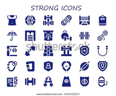 Strong Icon Set 30 Filled Strong Stock Vector Royalty Free 1265332213