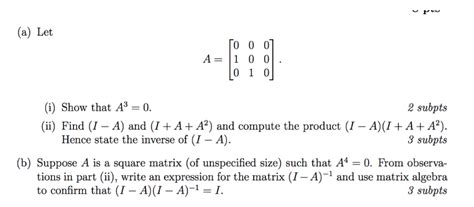 Solved A Let A I Show That A Subpts Ii Find Chegg Com