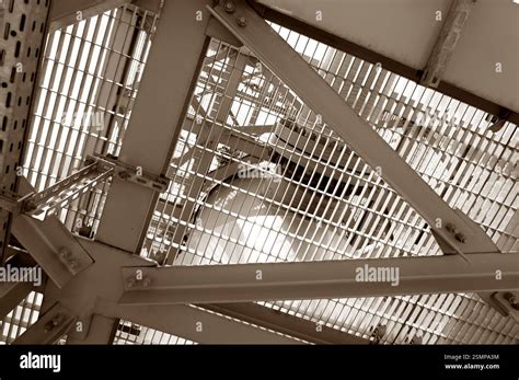 Close Up View Of A Durable Industrial Metal Grid Structure Showcasing