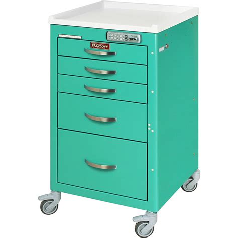 Harloff M Series 18 X 18 X 34 1 2 5 Drawer Steel Anesthesia Cart