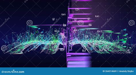 Big Data Abstract Background Contain Wireframe Graph Chaotic Noise Lines On Dark Stock