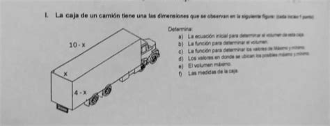 Ayuda La Caja De Un Camión Tiene Una Las Dimensiones Que Se Observan