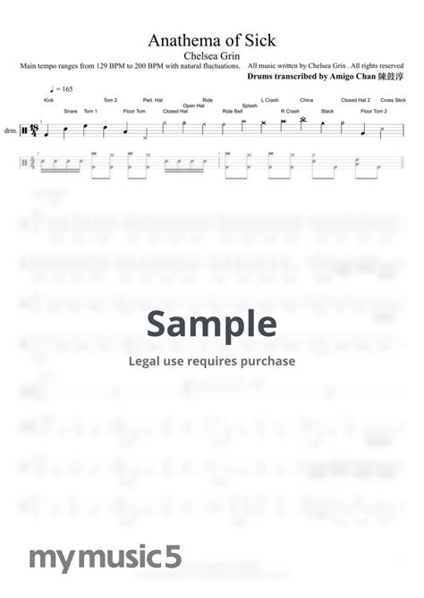 Chelsea Grin Anathema Of Sick Sheet Music Mymusic5