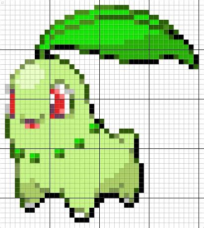 Chikorita Pixel Art Pixel Art Pokemon Easy Pixel Art Pokemon Cross Stitch