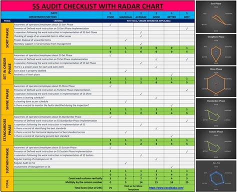 5s Audit Checklist With Radar Chart