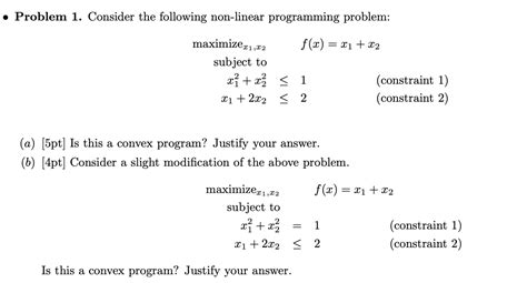 Solved Problem Consider The Following Non Linear Chegg