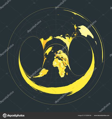 World Map Hammer Retroazimuthal Projection Futuristic World Illustration Your Infographic Stock