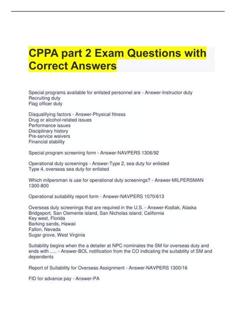 CPPA Part Exam Questions With Correct Answers CPPA Stuvia US