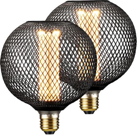 Tujoe 2 Pcs Edison Decorative Light Bulb Metal Cage Light Bulbs Vintage
