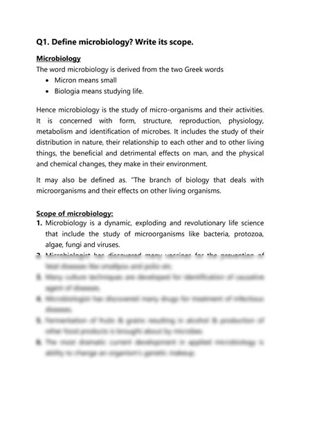 SOLUTION Microbiology And Its Scope Studypool