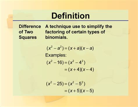 Definition Difference Of Two Squares Media4math