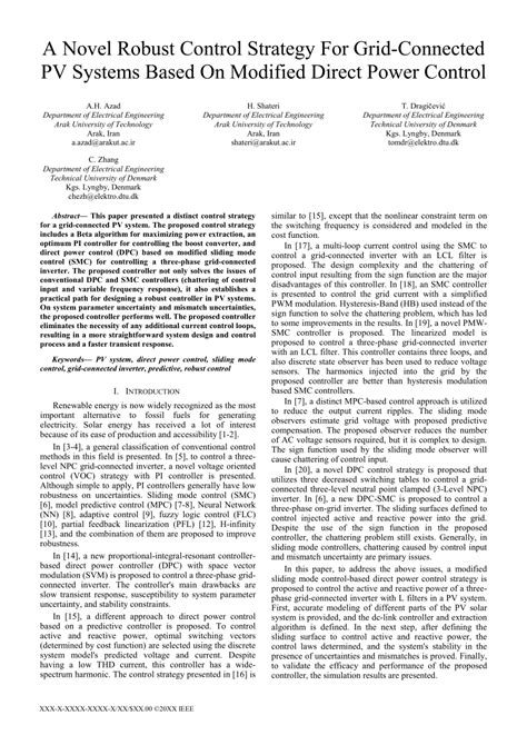 pdf a novel robust control strategy for grid connected pv systems