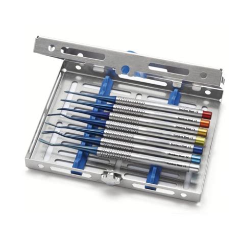 Pdl Mini Elevators Set Of 7 Pieces With Sterilization Tray Golden Surgical