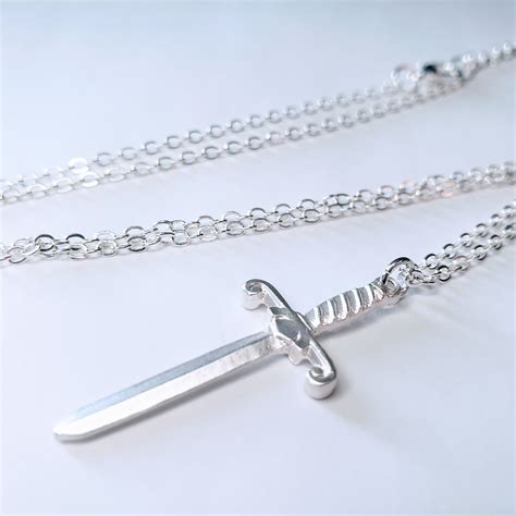 Silver Sword Necklace Groove Stone
