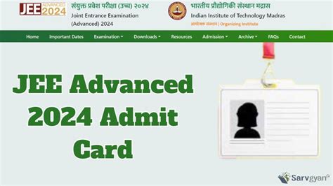 Jee Advanced 2024 Admit Card Out Direct Link Here Sarvgyan News