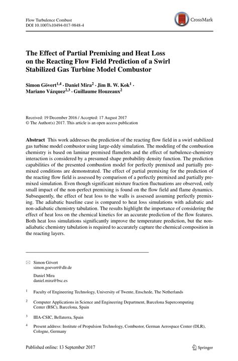 Pdf The Effect Of Partial Premixing And Heat Loss On The Reacting