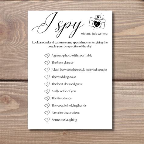 I Spy Wedding Game Photo Checklist Instant Download Etsy
