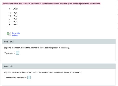 Solved Compute The Mean And Standard Deviation Of The Random