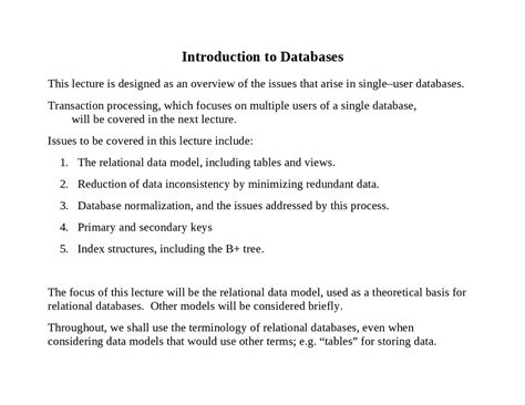 Introduction To Database Computer Organization Cpsc 2105 Docsity