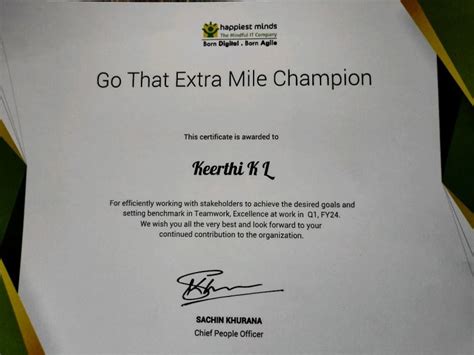 Happiestminds Gothatextramilechampion Keerthi Lokesh