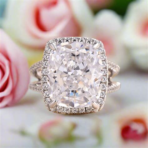 Luxurious Split Shank Halo Cushion Cut Engagement Ring From Black